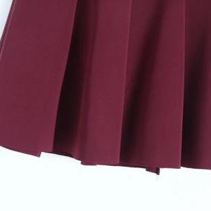 Solid Color Joker Bell-shaped Bust Pleated Skirt [#1608] on Luulla