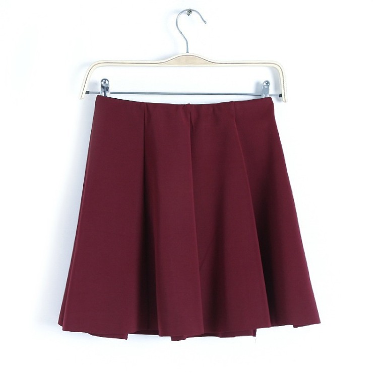 Solid Color Joker Bell-shaped Bust Pleated Skirt [#1608] on Luulla